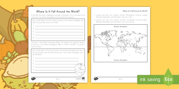 Where Is It Fall Around The World? Activity
