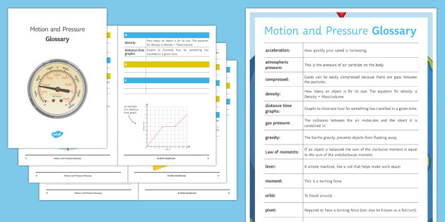 Motion and Pressure Glossary