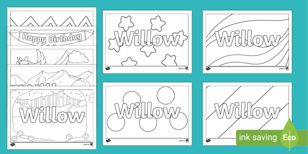 FREE! - Willow Name Simple Colouring Activity Sheets