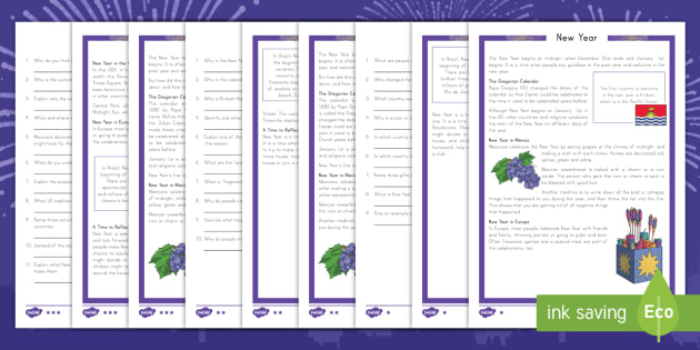 New Year Differentiated Reading Comprehension Activity - new