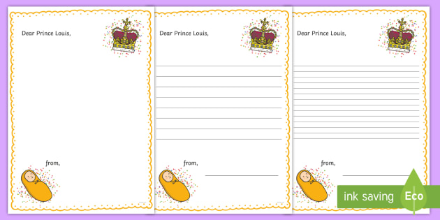 Letter to Prince Louis Letter Writing Template - Letter to Princess