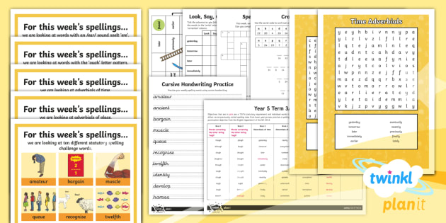 PlanIt Year 5 Term 3A Bumper Spelling Pack (teacher made)