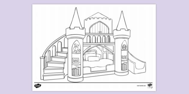 princess bed coloring pages