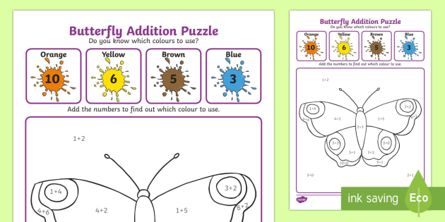 Butterfly Addition Puzzle | Primary Resources - Twinkl