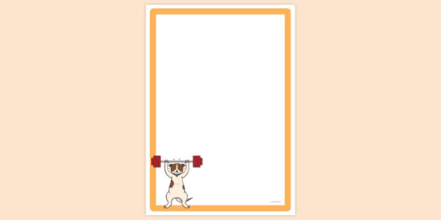 FREE! - Simple Blank Dog Lifting Weights Page Border | Twinkl