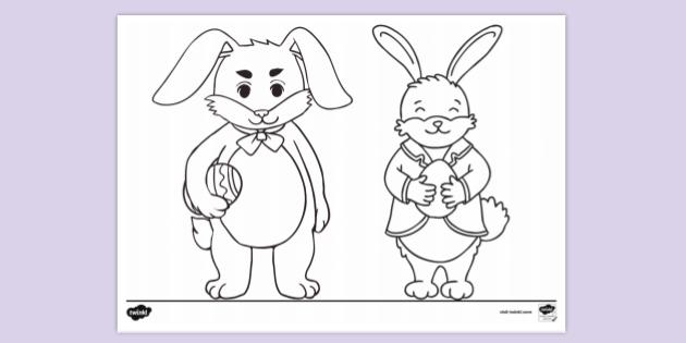 FREE! - Colouring Page Easter Rabbits | Colouring Sheets