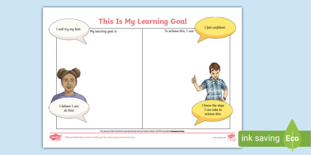 This Is My Learning Goal Activity Sheet