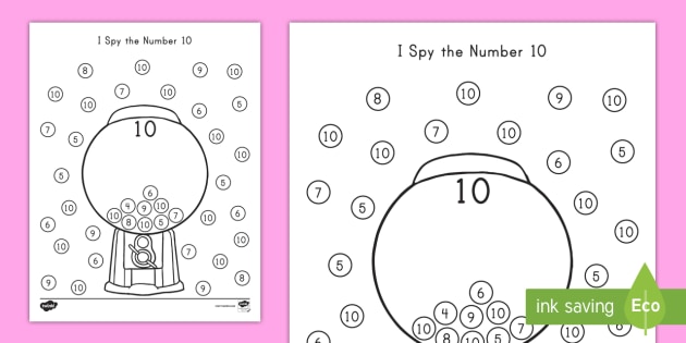 I Spy the Number 10 Worksheet (teacher made)