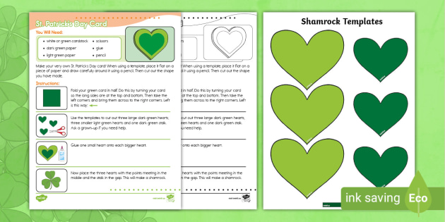 St. Patrick's Day Shamrock Card Craft - Grades K-3