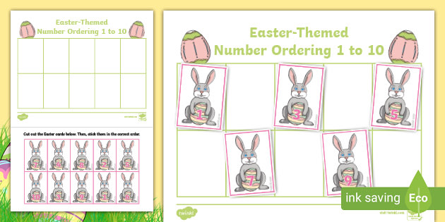 👉 Easter-Themed Cut and Stick Number Ordering 1-10 Activity