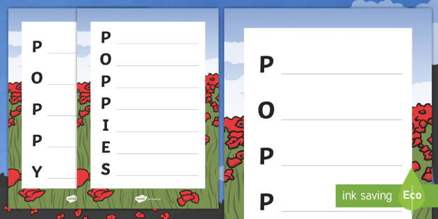 Remembrance Day Poppy Acrostic Poem