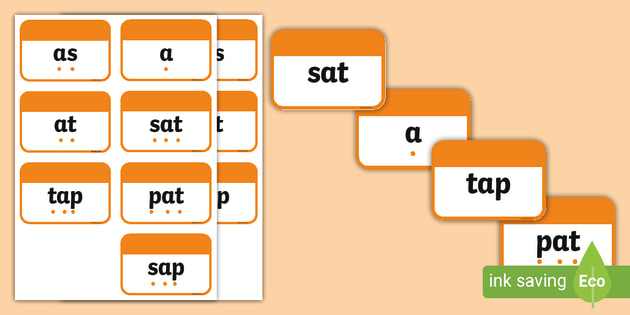 Phonics Level 2 Double-Sided Decodable Word Cards - Kindergarten