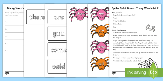 Spider Splat Tricky Words Set 2 Game