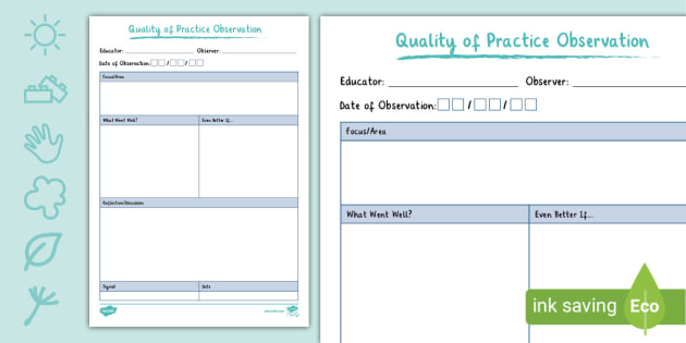 ELC Practice Quality Planner Form Template | CfE | Twinkl