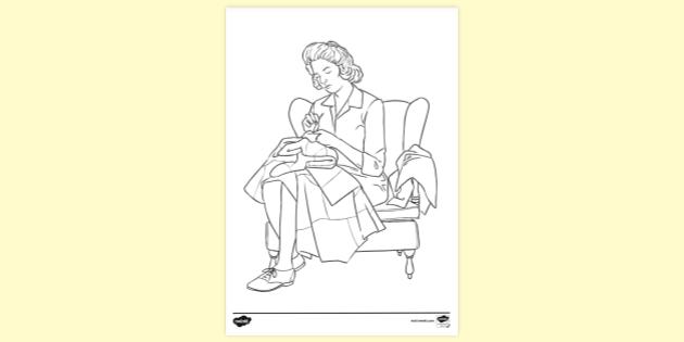 FREE! - Woman Sewing Blanket Colouring Sheets | Colouring Pages
