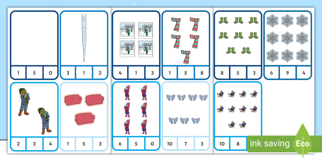 Winter-Themed Number Recognition to 10 Peg Activity