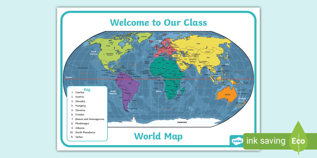 Welcome to Our Class World Map (teacher made) - Twinkl