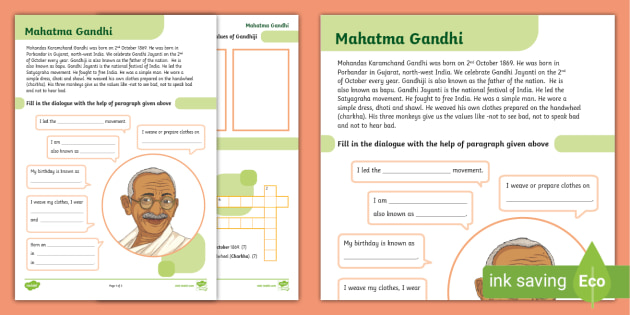 FREE! - English -Gandhi Jayanti special (6-8yrs)