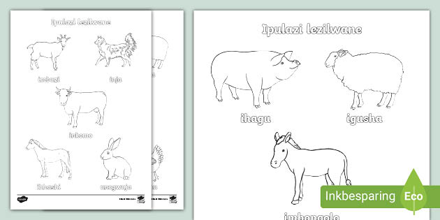 Izilwanyana zasendle - Farm Animals Colouring Pages isiXhosa