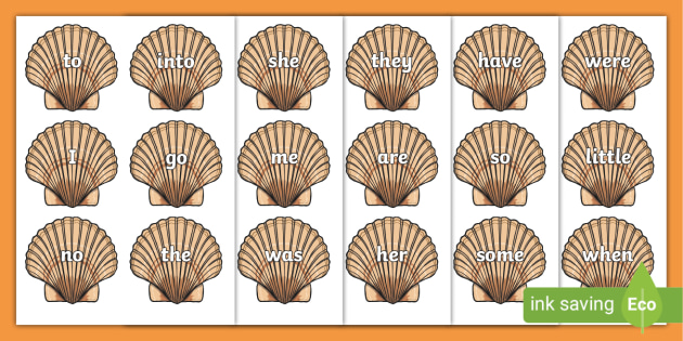 Tricky Words on Sea Shells (teacher made)