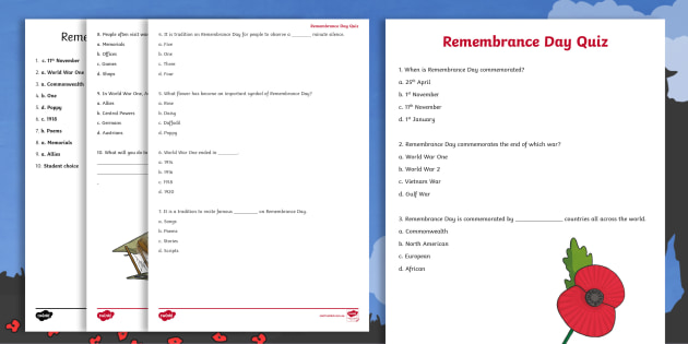Crash Course Podcast Remembrance Day Quiz (Teacher-Made)