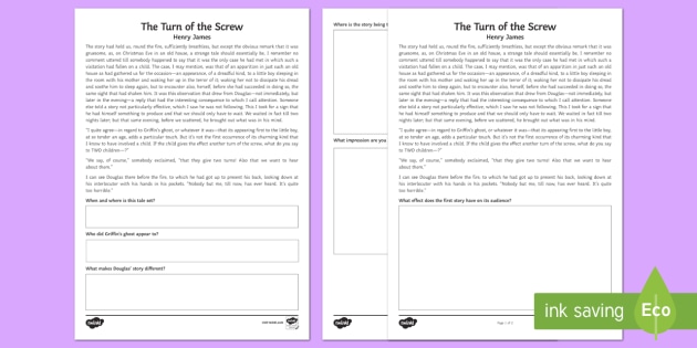 'The Turn of the Screw' Opening Differentiated Comprehension Worksheet