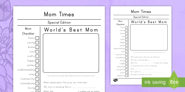 Mother's Day Newspaper Template (teacher made)
