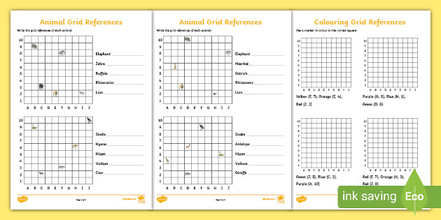 Animal Grid References Maths Challenge Cards (teacher made)
