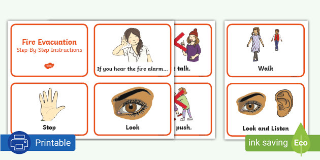 Fire Evacuation Cards Step-by-Step Instructions