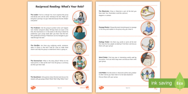Reciprocal Reading What's Your Role? Pupil Information Sheet-Scottish