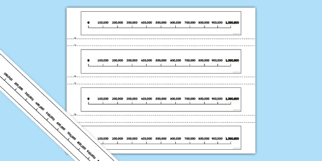 Numbered Number Lines 0 -1,000,000 by Hundred Thousands