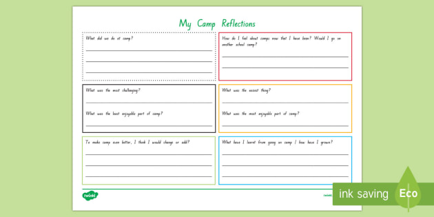 Camp Reflection Worksheet / Worksheet (teacher made)