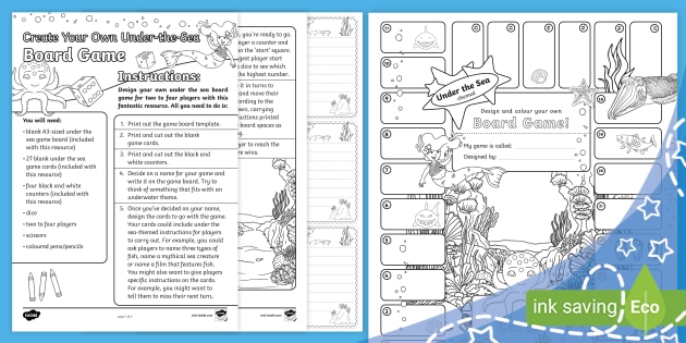 Create Your Own Under the Sea Board Game (teacher made)