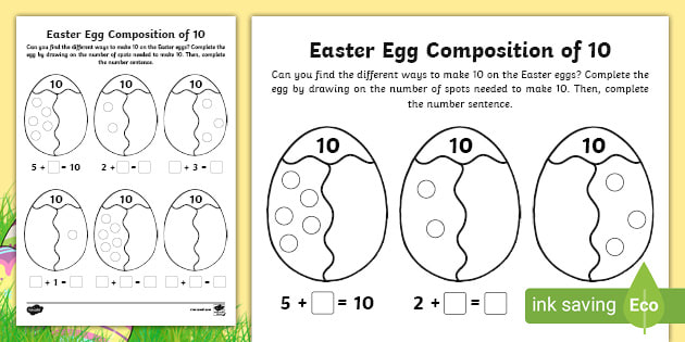 👉 Easter Egg Composition of 10 Activity (Teacher-Made)