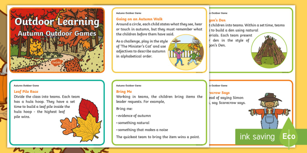 Autumn Outdoor Games - Autumn Challenge Cards for Kids