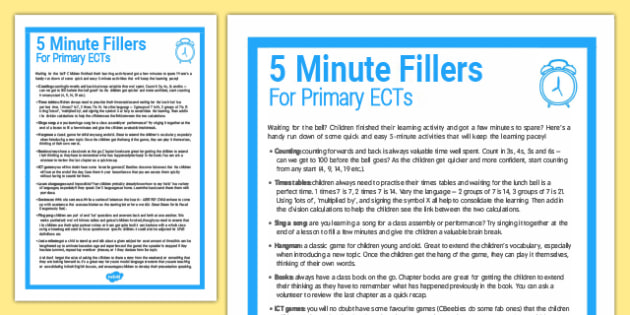 5-Minute Fillers for Primary ECTs KS2 (teacher made)