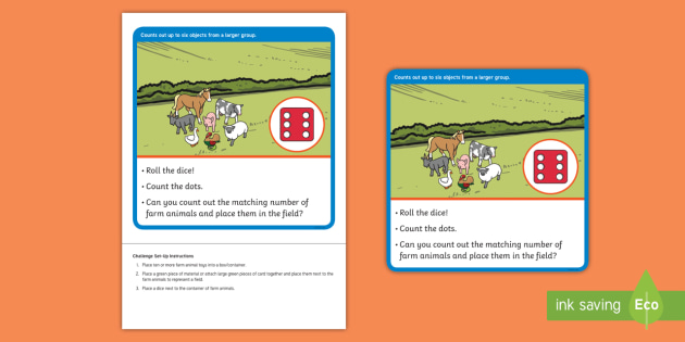 EYFS Maths Counting Challenge: Roll and Count Farm Animals