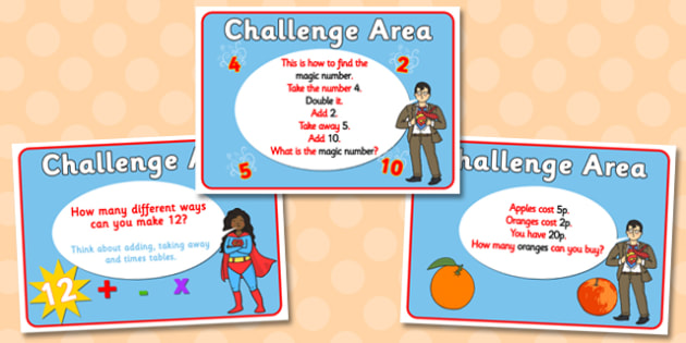 Challenge Area Cards Booster Numeracy - Challenge, numeracy, challenge are