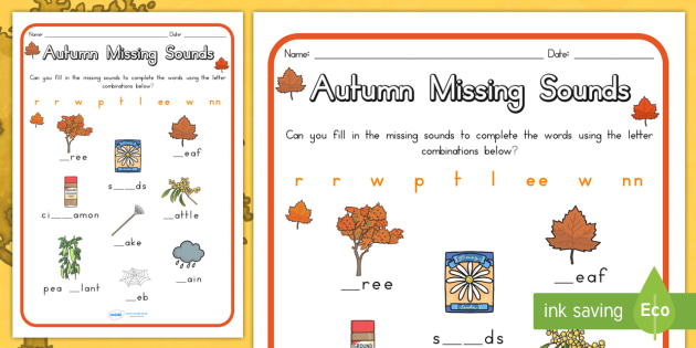 Autumn Missing Sounds Worksheet (teacher made)