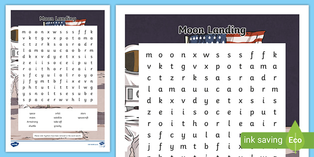 Moon Landing Word Search (teacher made)