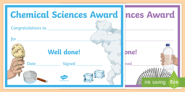 Year 3-4 Chemical Sciences Certificates (teacher made)