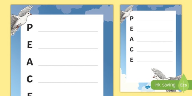 International Day of Peace Acrostic Poem (teacher made)