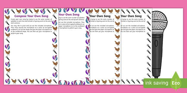 Whitney and Britney Chicken Divas - Compose Your Own Song Activity