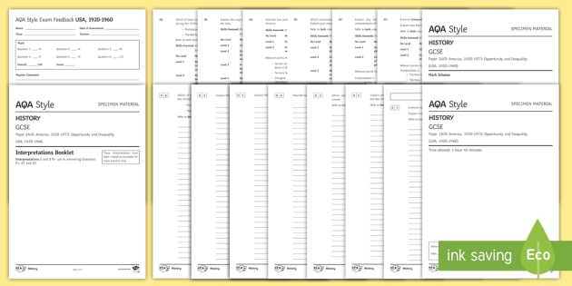 USA 1920-1960: AQA-Style Exam Questions Assessment Pack