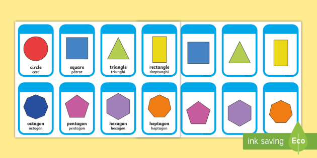 2D Shape Flashcards English/Romanian (creat de profesori)