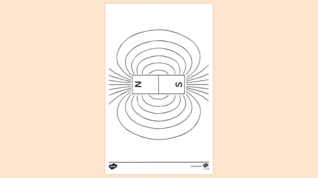 FREE! - Bar Magnet Magnetic Field Colouring Sheet | Colouring Sheets
