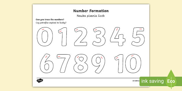 Number Formation Worksheet / Worksheet 0 10 Polish