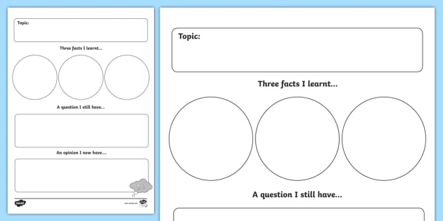 Topic Write Up Sheet (teacher made)