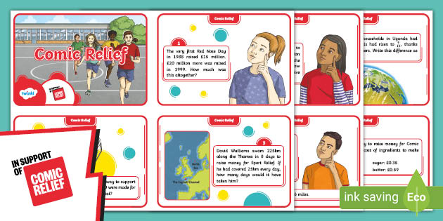 👉 2021 Comic Relief: Maths Activities Cards | Ages 7-9