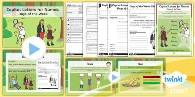 PlanIt Y1 SPaG Lesson Pack: Capital Letters for Names: Days of the Week